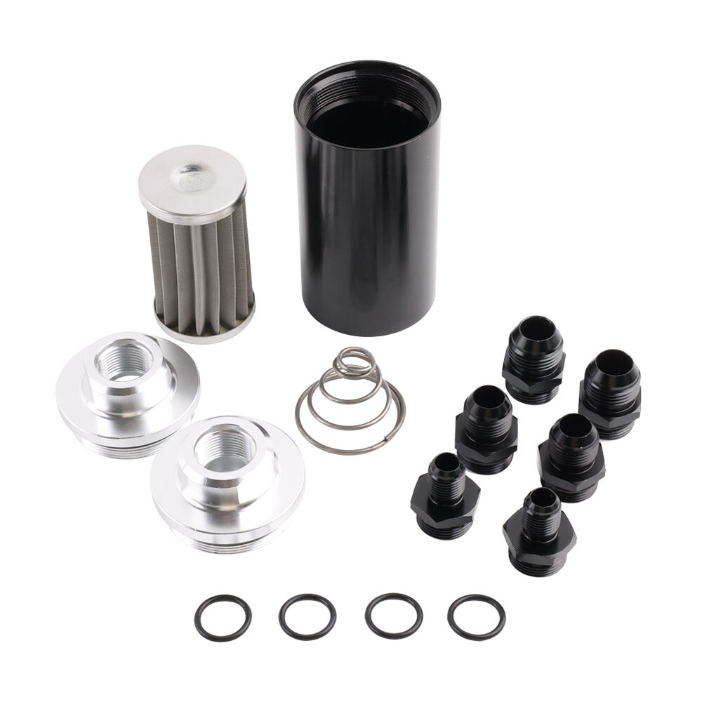 100 Micron Inline Fuel Filter + Bracket High Flow Cleanable 6AN 8AN ...