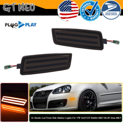 2x Smoke Led Front Side Marker Lights For VW Golf GTI Rabbit MK5 06-09 ...