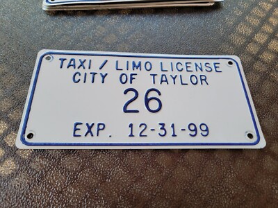 Michigan 1999 Taylor Taxi Cab/Limo license plate #26 | eBay