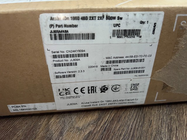 Hewlett Packard Aruba Ion JL809A#ABA 48G 40p Class4 8p Class6 PoE 2XGT ...