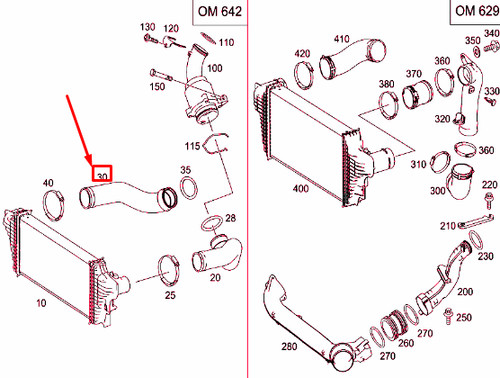 NEW MERCEDES-BENZ ML W164 CHARGE AIR COOLER HOSE A1645282082 OEM NO ...