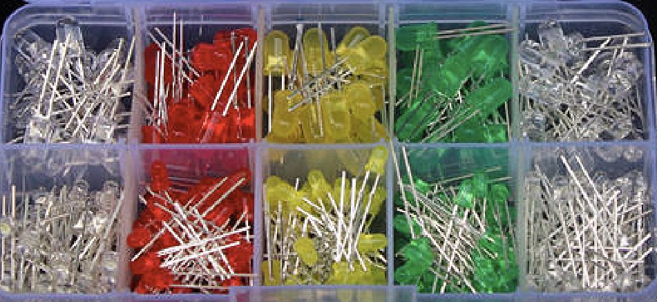 300pcs 5mm 3mm LED Light White Yellow Red Green Blue Assorted Kit LED ...