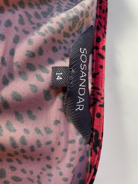 Sosander Red Black Animal Print Long Sleeve Wrap Dress Size 14 | eBay UK