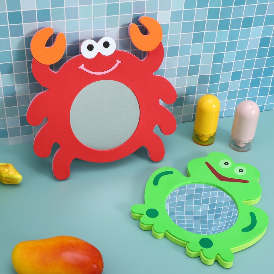 2 Pcs Bath Toy EVA Cartoon Mirror Bathing Toy for Kids EVA mirror bath ...