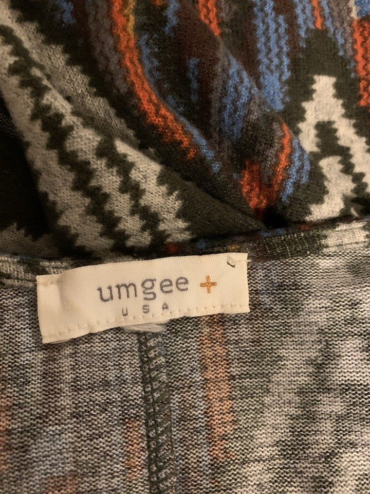 Umgee Size XL Open Front Cardigan Sweater Aztec Raw Hem Oversized Soft ...