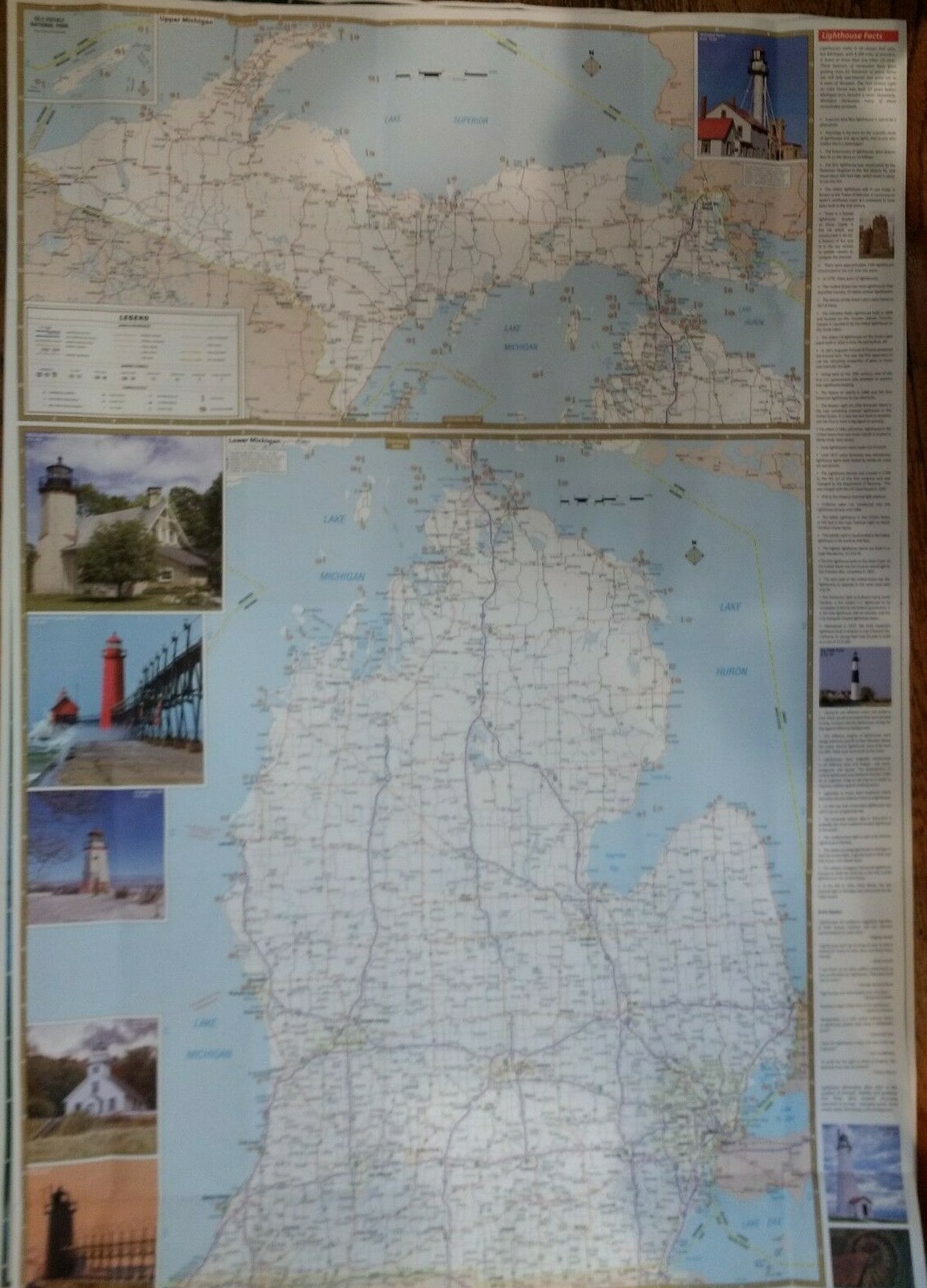Michigan Lighthouses Laminated Wall Map (K) | eBay