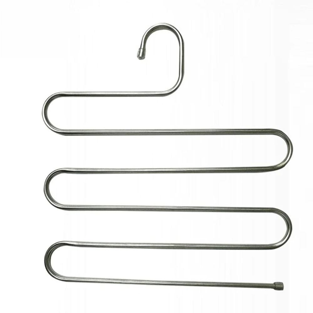 NNEOBA 5 layers Stainless Steel Clothes Hangers S Shape Pants Storage ...