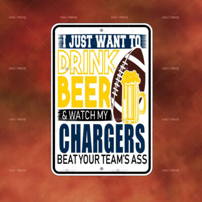 CHARGERS Football Beer metal Sign Home room wall art gift decor funny ...