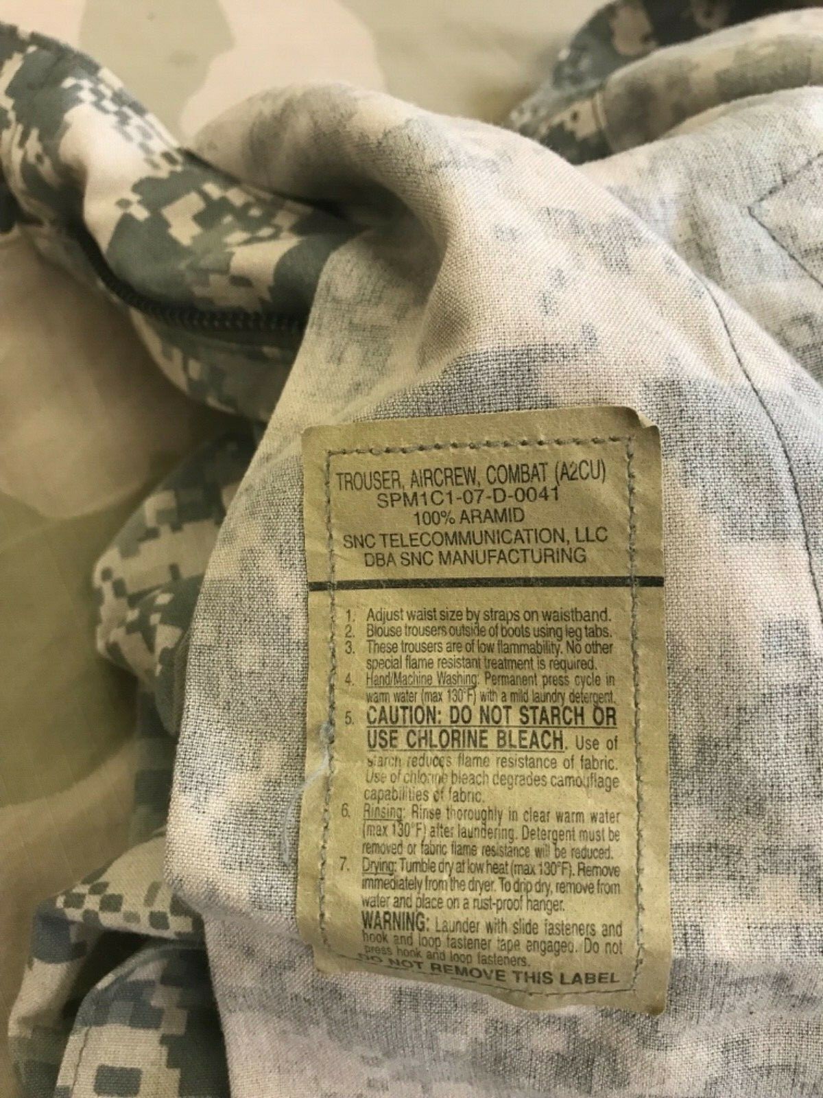 US ARMY ACU A2CU COMBAT AIRCREW FLIGHT SUIT TROUSERS MEDIUM nsn 8415-01 ...