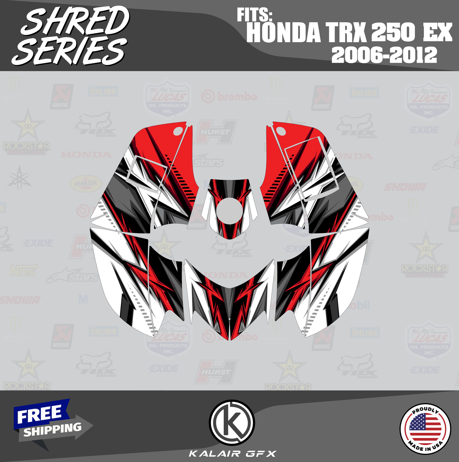 Graphics Kit for HONDA TRX 250EX (2006-2012) 16MIL SHRED-Red | eBay