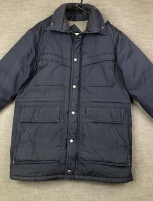 Vintage Fieldmaster Down Coat Mens M Blue Stained Barn Chore Jacket ...