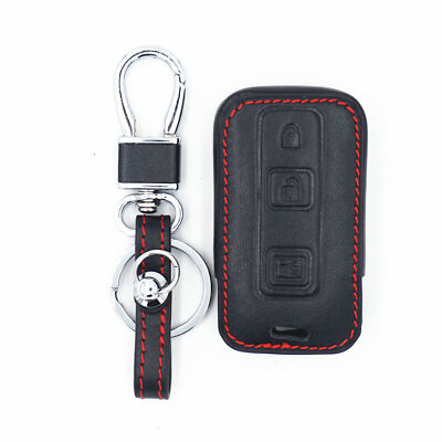 Black 3 Buttons Leather Smart Remote Key Case Cover Chain For Toyota ...