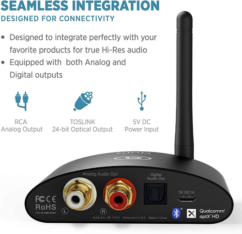 Auris Blume HD Long Range Bluetooth 5.0 Music Receiver Hi-Fi Audio ...
