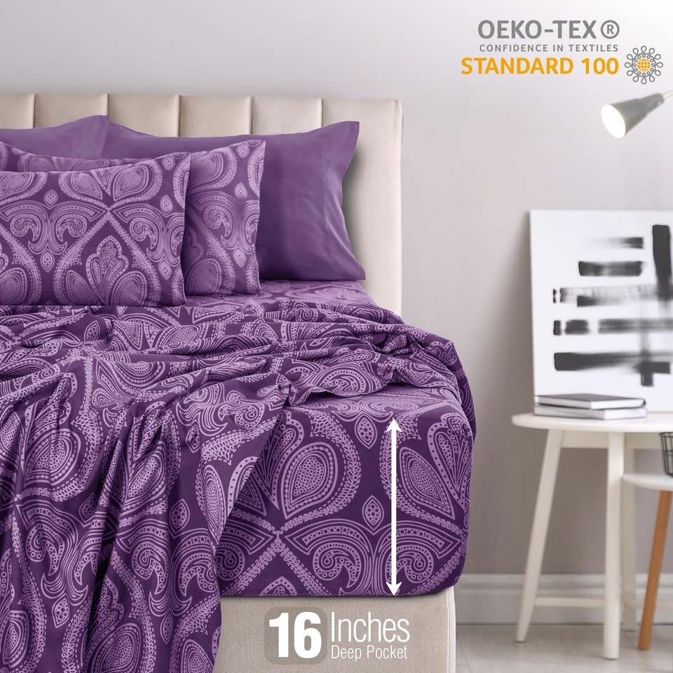 Lux Decor Collection Bed Sheets - 6 Pc Queen Size Sheets - 1800 Thread ...