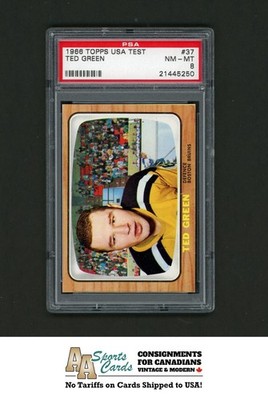 1966-67 TOPPS HOCKEY USA TEST #37 TED GREEN PSA 8 (NM-MT) POP 12 ONLY 5 ...