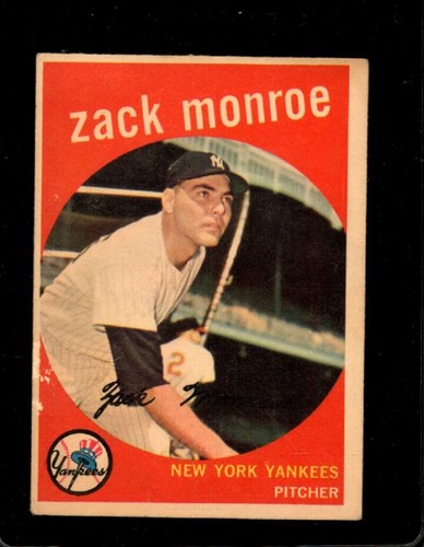 1959 TOPPS #108 ZACK MONROE VG (RC) YANKEES *NY10542 | eBay