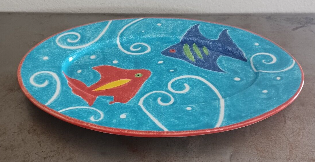 Oval Shaped Ceramic Fish Plater Dish Made In Italy For Vietri 16.7"×11. ...
