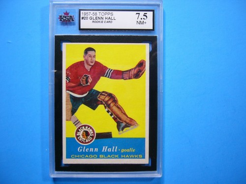 1957/58 TOPPS NHL HOCKEY CARD #20 GLENN HALL ROOKIE KSA 7.5 NM+ SHARP ...