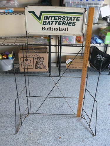 Vintage Interstate Batteries Display Rack Folds Up Flat Advertising ...