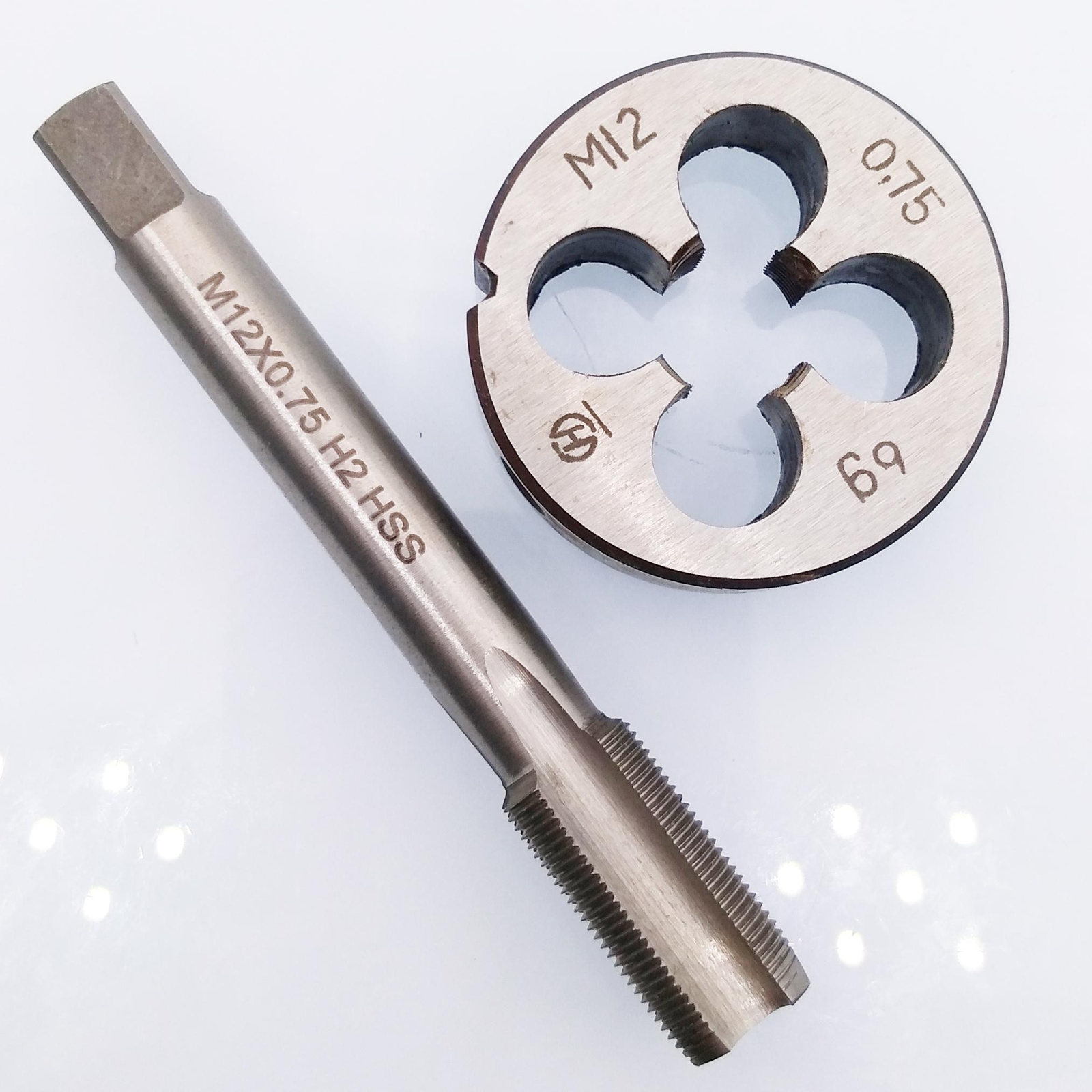 US Stock HSS M12 x 0.75mm Tap & M12 x 0.75mm Die Metric Thread Right ...