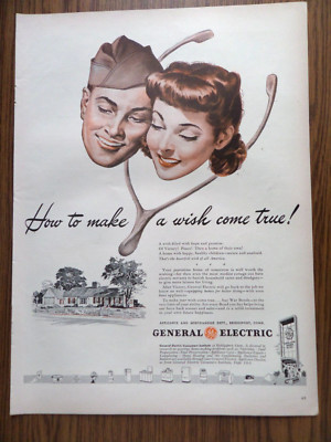 1943 GE General Electric Ad WW II 2 How to Make a wish come true | eBay
