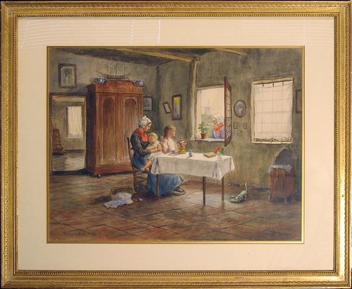 Thomas Raphael Congdon Original Watercolor Painting, Dutch interior ...