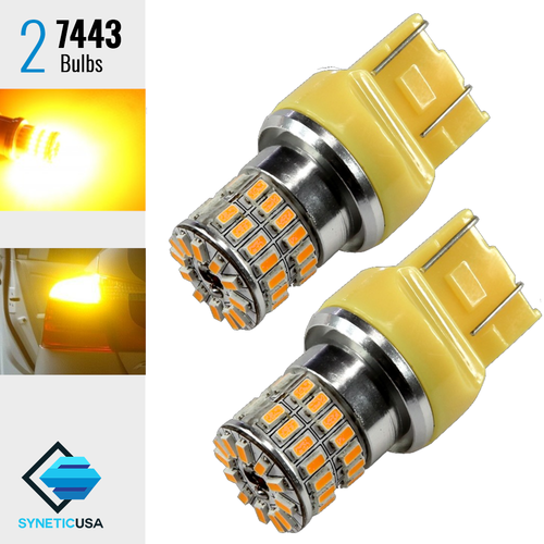 2x 7443 7444 High Power Amber Yellow Front LED Turn Signal Light Bulbs ...