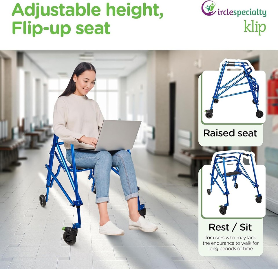 Klip- Lightweight Posterior Rollator Walker/Gait Trainer 4 Wheel KP530 ...