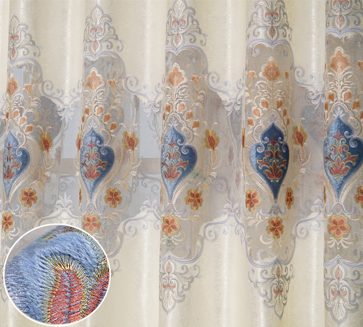 *luxury European water soluble embroidery white cloth curtain drape ...