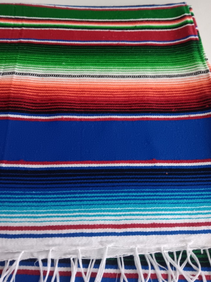 Mexican Serape Blanket Multicolored 81" Long 60" Wide Bright Vibrant ...