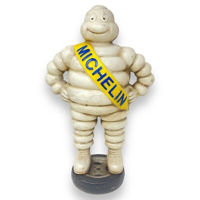 Michelin Tire Man Giant 16" Heavy Cast Iron Statue With Painted Antique ...