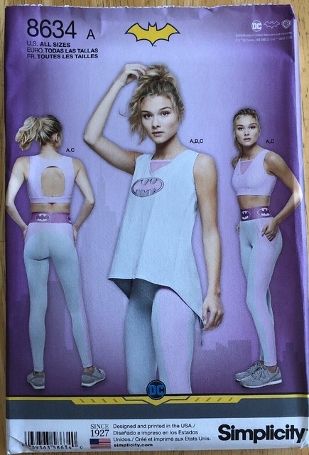 Simplicity Pattern 8634 Uncut Batgirl Sports Bra Top Leggings Sz Xs-xl ...