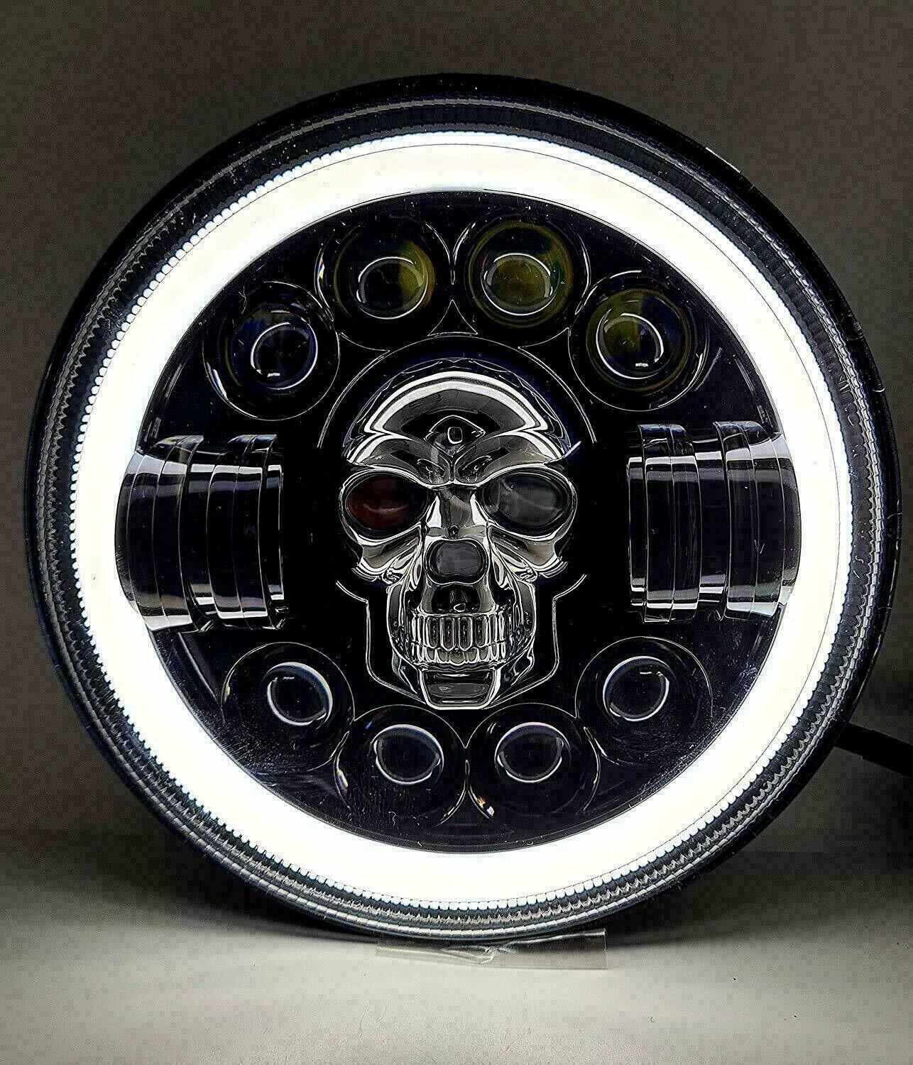 Fit For Suzuki Samurai Gypsy PAIR New 7 Led SKULL Face HeadLight | eBay