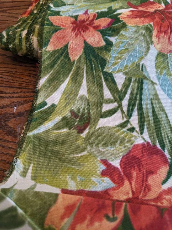 Tropical hibiscus floral polyester duck fabric indoor outdoor stk6 | eBay