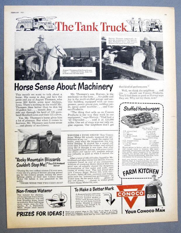 Original 1951 Conoco Ad Photo Endorsed August & Harvey Thomsen ...