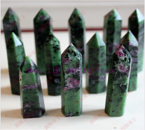 1pcs Natural red green ruby Hexagonal Prism Column Raw Stone Decoration ...