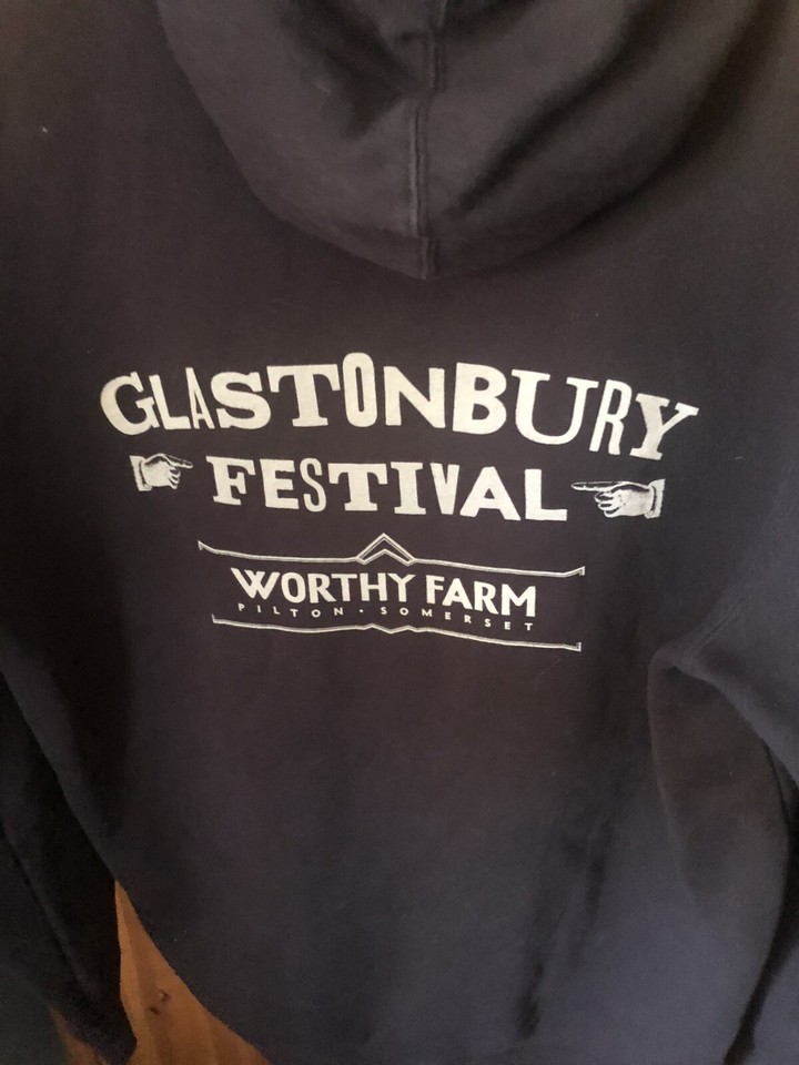 Glastonbury Black Hoodie Music Festival Merchandise Hooded Top Size ...