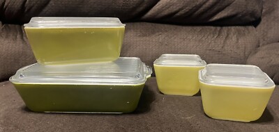 Pyrex Verde Green 8 Pc Refrigerator Dish Set (2) 501 502 & 503 W/ Lids ...