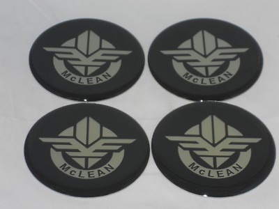 4 - BLACK McLEAN WIRE WHEEL RIM CENTER CAP ROUND STICKER LOGO 2.75 ...