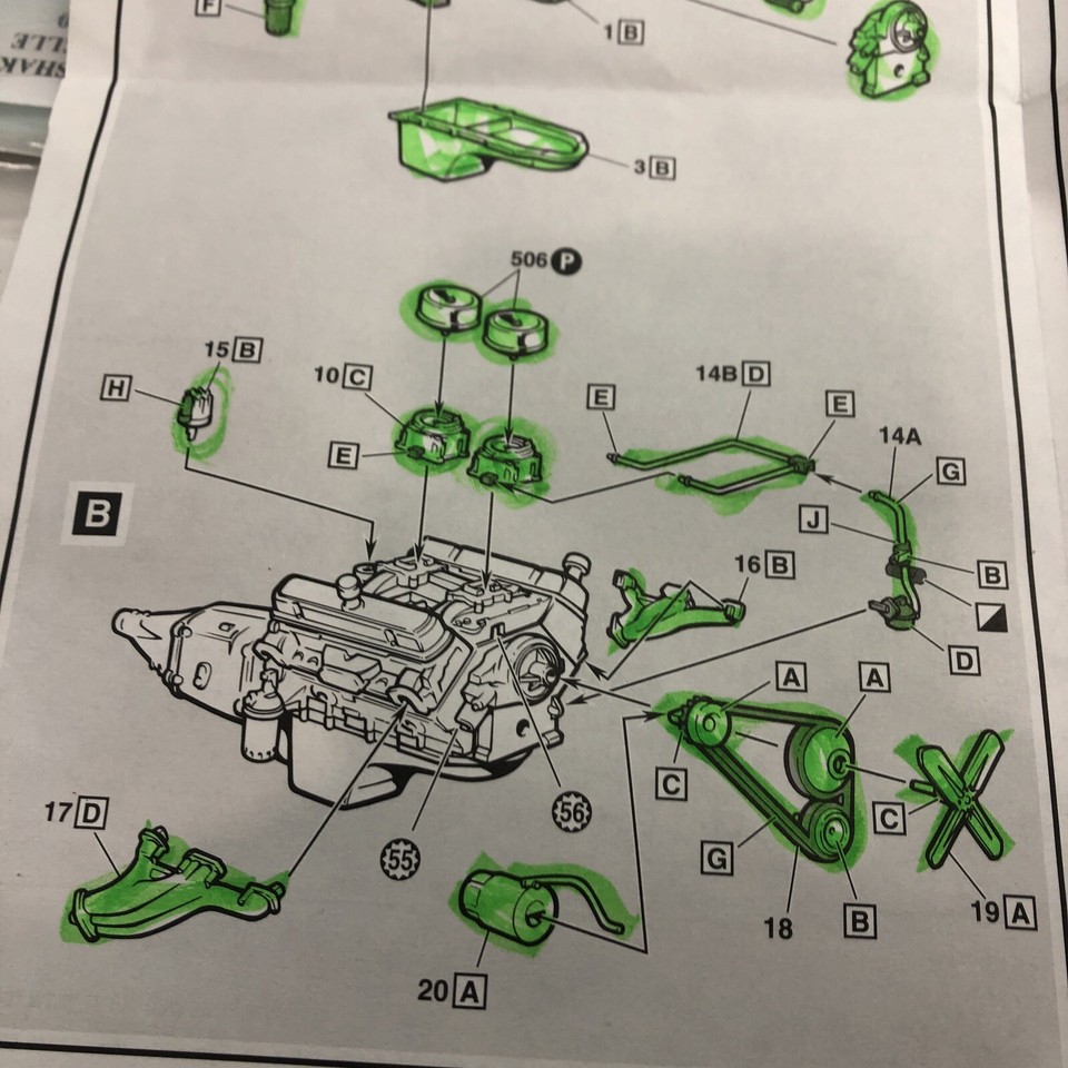 CNOTE 62 Pontiac Catalina 421 SD ENGINE W 2X4 Intake AMT 1/25 LBR Model ...