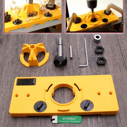 Concealed Hinge Jig Boring Hole Cutter Guide w/ 6pcs Wood Forstner ...