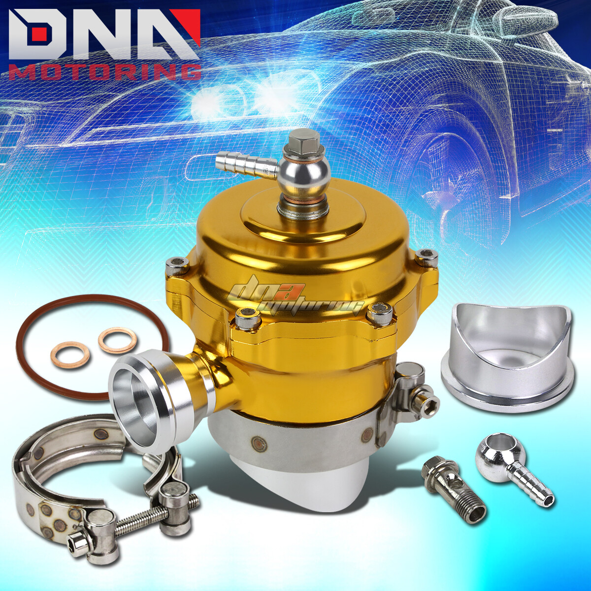50MM ALUMINUM GOLD TURBO TURBOCHARGER BOV BLOW OFF VALVE TRUMPET 35 PSI ...