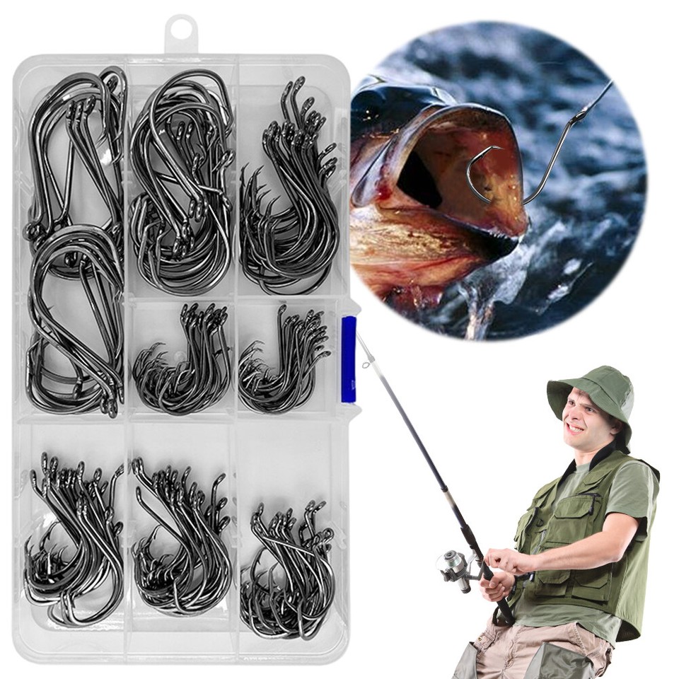 200pcs Fishing Circle Hooks Saltwater Octopus Fishing Hooks Barbed Fish ...