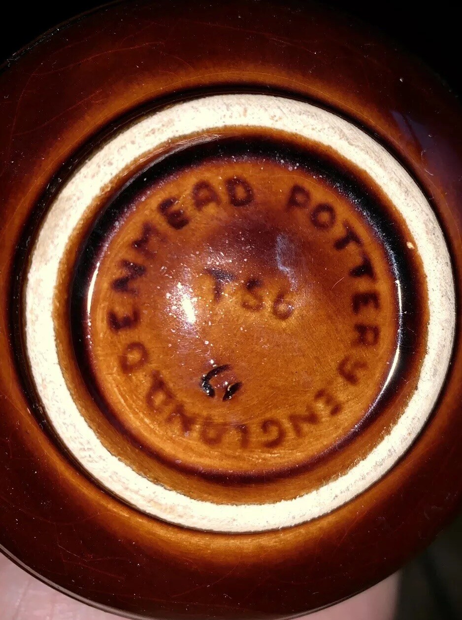 Vintage Denmead Pottery Treacle Glazed Ribbed Tea/Coffee Cups & Saucers ...