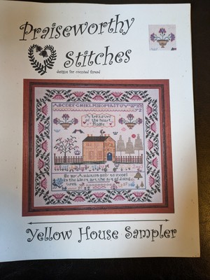 Vintage Yellow House Sampler Praiseworthy Stitches Cross Stitch Pattern ...