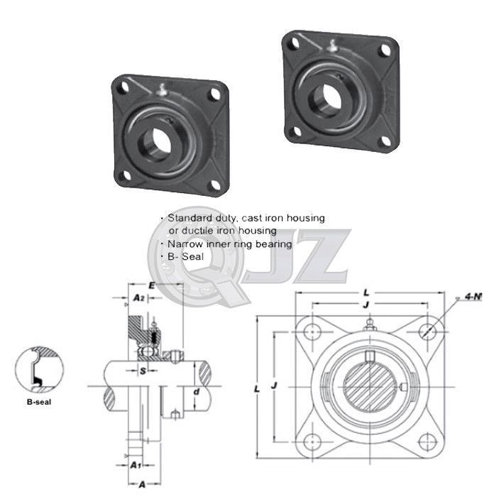 2x 2.1875in Flange Unit Cast Iron SAF211-35 Mounted Bearing SA211-35G ...