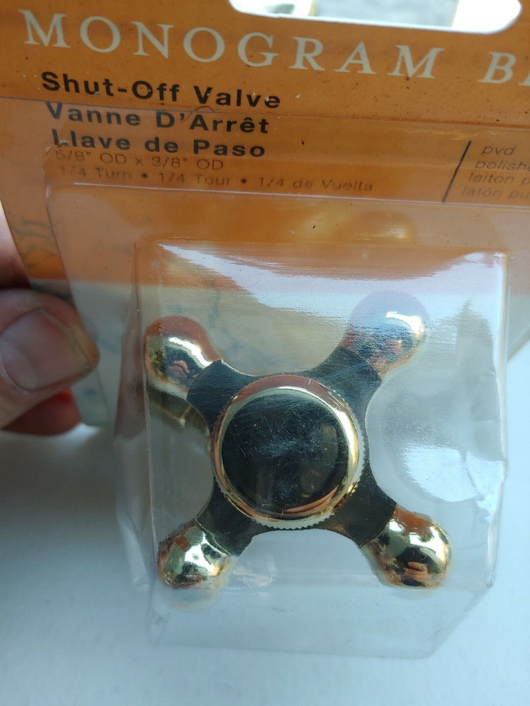 Monogram Brass Shut-Off Valve 1/4 Turn 5/8" OD x 3/8" OD, Polished ...