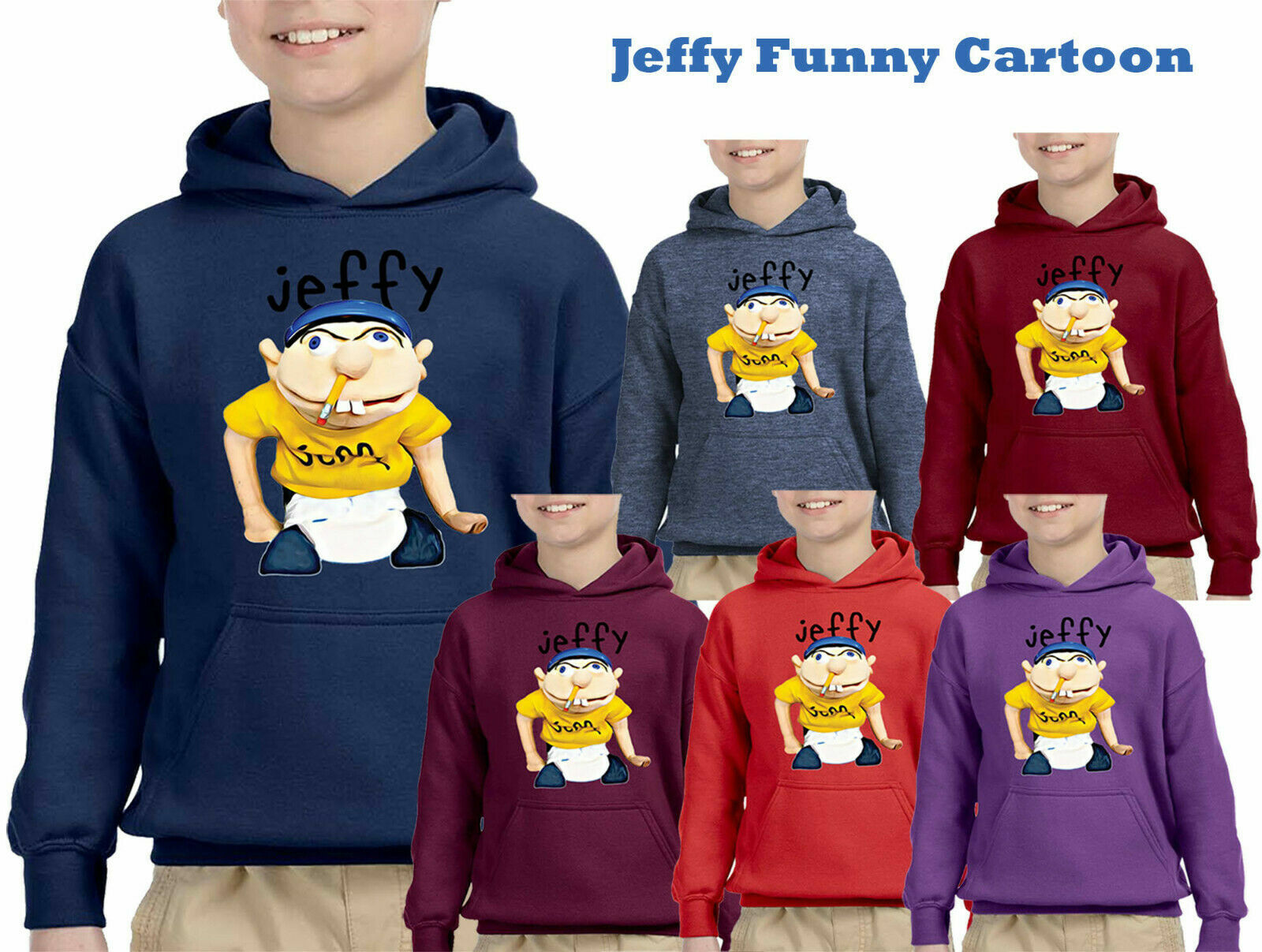 JEFFY PUPPET HOODIE PULLOVER youtuber WOMEN MEN KIDS UNISEX funny gift ...