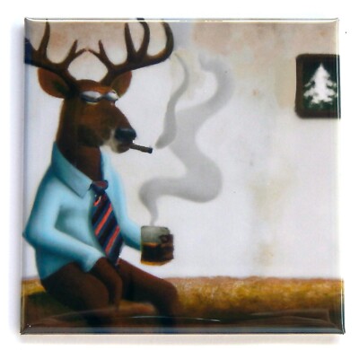 Reindeer Drinking and Smoking FRIDGE MAGNET christmas | eBay