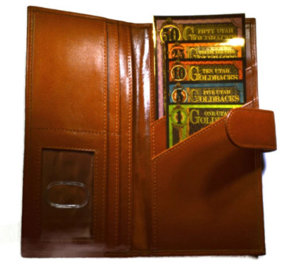 BROWN GOLDBACK GENUINE LEATHER WALLET HOLDS 1,5,10,25,50 GOLDBACK GOLD ...